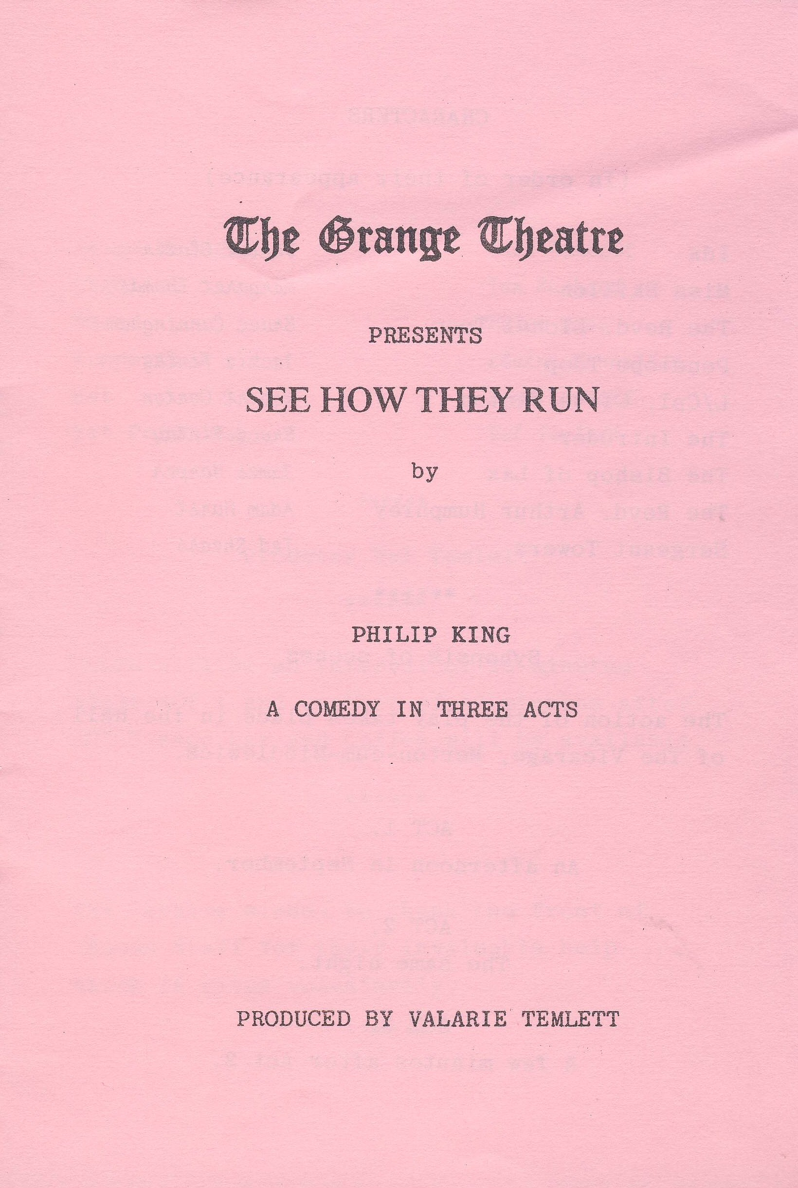 See How They Run, 1994 – The Grange Theatre, Little Tew, Oxfordshire
