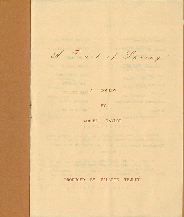A Touch of Spring, 1981 – The Grange Theatre, Little Tew, Oxfordshire